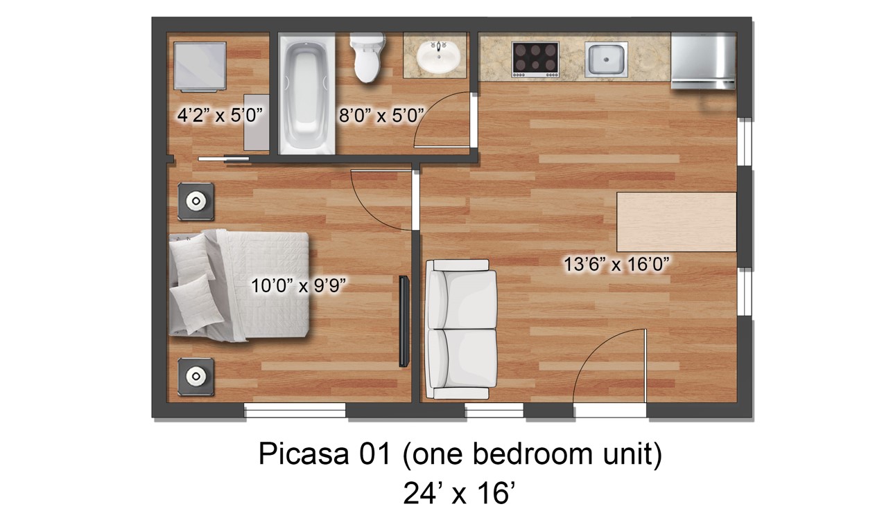 1 Bedroom Casita Floorplan - Las Vegas - Picasa Homes